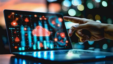 Person Operating Sophisticated Digital Cloud Interface In State Of The Art Data Center Premium