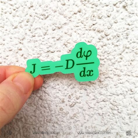 Ficks Laws Of Diffusion Physics Sticker Waterproof Etsy