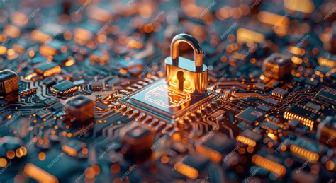 Premium Photo Padlock Securing Circuit Board