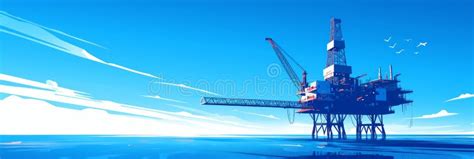 Offshore Platform Illustration Oil And Gas Production In Ocean Or Sea