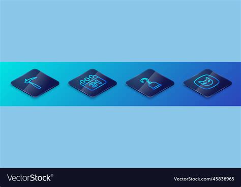 Set Isometric Line Pirate Hook Scythe Black Cat Vector Image