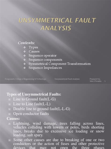 Contents Types Causes Sequence Operator Sequence Components Symmetrical Component