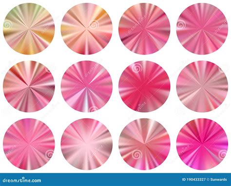Circle Metallic Gradient Ui Button Elements Stock Vector Illustration
