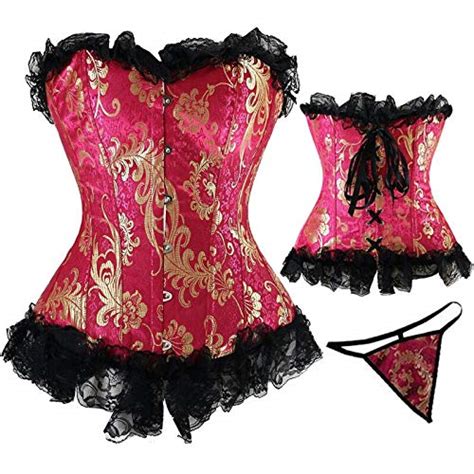 Buy Zzebra Floral Red Lovely Women Satin Corset Sexy Tops Overbust