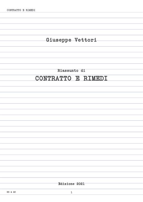 Diritto Civile Riassunto Dei Capitoli 3 E 4 Del Libro Contratti E