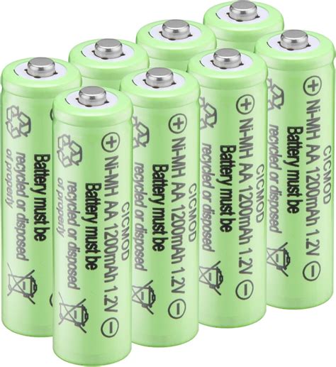 CICMOD Pack of 8 AA 1200 mAh Rechargeable 1.2 V NI-MH Solar ...