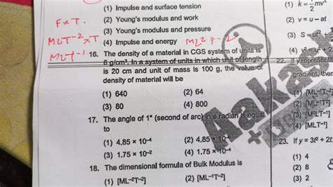 If Y 3t2 2t 18 The Dimensional Formula Of Bulk Modulus Is Filo
