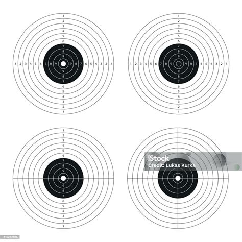 Set Vektor Target Pemotretan Template Pistol Kosong Untuk Mencetak