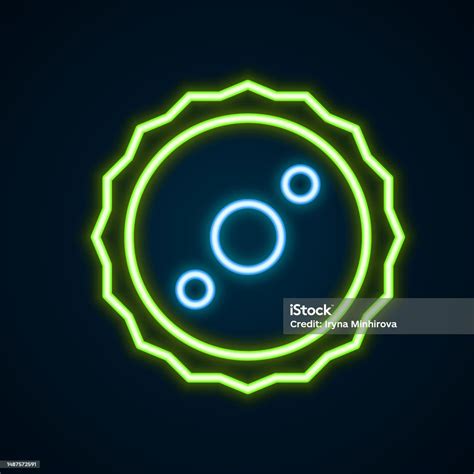 검은 색 배경에 고립 된 빛나는 네온 라인 원형 톱날 아이콘 톱 휠 다채로운 개요 개념 벡터 Rotary