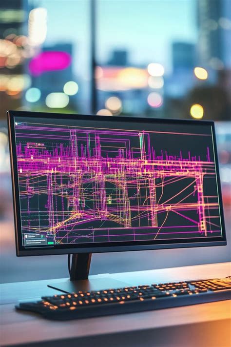 Cad Schematic Of A Cityâ€™s Underground Power Grid Displayed On A