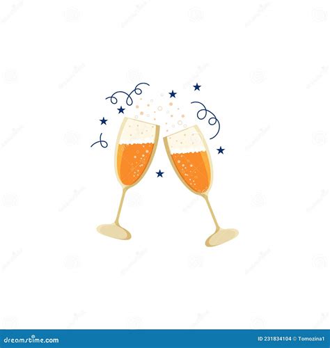 Two Clinking Glasses Champagne Vintage Black Vector Engraving