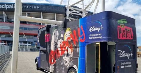 Bus Promoting Disney S New Sex Pistol S Drama Gets Stuck Under Crossbar Outside Principality