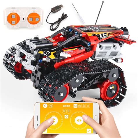 MOULD KING 13036 Mini Tank RC Track Stunt Car Red with 391 Pieces ...