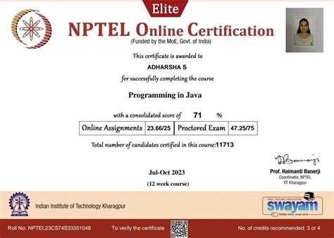 adharsha s on linkedin java programming nptel careerdevelopment
