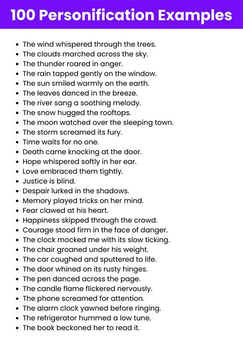 Examples Of Personification