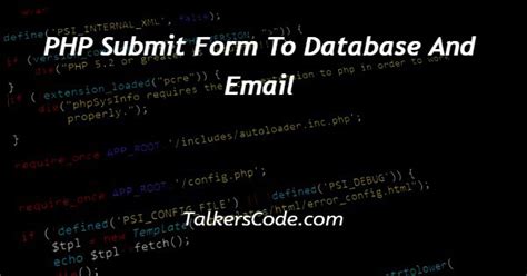 Php Submit Form To Database And Email