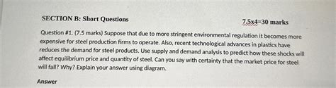 Solved Section B Short Questions75×430 ﻿marks Question