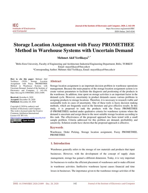 Pdf Storage Location Assignment With Fuzzy Promethee Method In