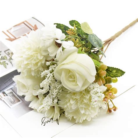 1 Bos Rose Chrysant Combinatie Boeket Kunstbloemen Vicedeal