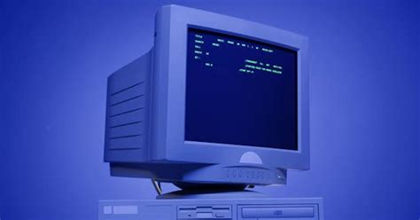 Retro Pc With Loading Code Console Programmer Making Scripts Green Basic Screen Old Computer