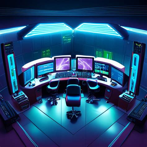 Futuristic Control Room With A Lot Of Screens 3d Rendering Generative