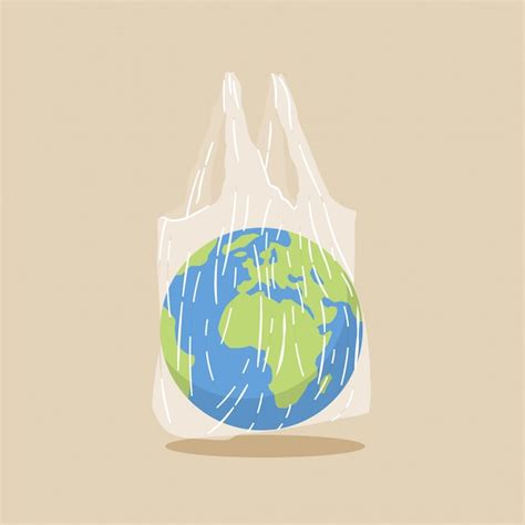 Globo da terra em saco de plástico transparente conceito de problema de poluição plástica