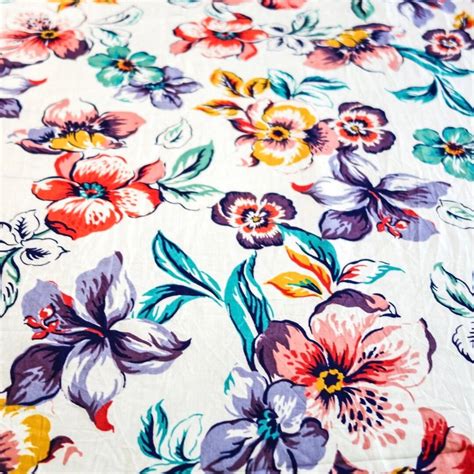 Extra Wide Printed Fabric Multicolour Floral Fabric Soft Poly Cotton