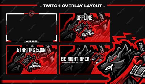 Shikigami El Lobo De Ninja Diseño De Diseño De Juegos Streamer Twitch Logo Personaje Vector