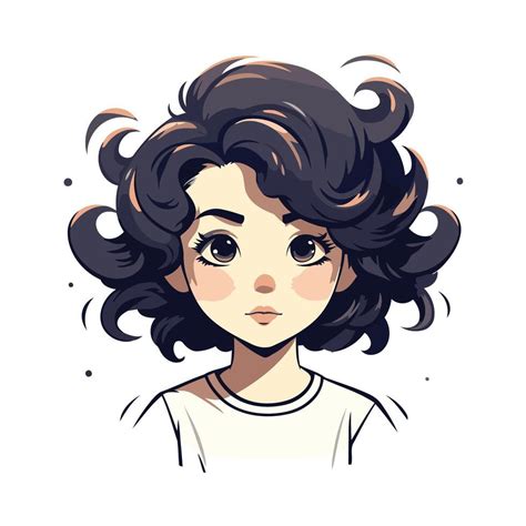 Beautiful Girl With Curly Hair Illustration In Sketch Style 49166936