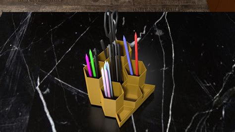 Pen Holder Stl File 3d Printed Pen Holder Office Decoration Table