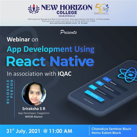 Webinar On App Development Using React Native New Horizon College