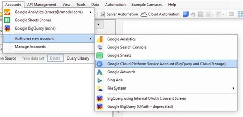 Desktop Using A Google Cloud Service Account With Analytics Canvas