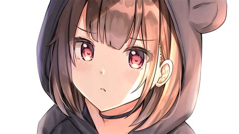 Download Wallpaper 2560x1440 Girl Hood Ears Anime Art Cute