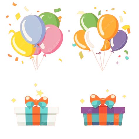 창의적인 축하 아이템 선물과 풍선 그림 창의적인 축하 아이템 선물과 풍선 Png 일러스트 및 이미지 에 대한 무료 다운로드 Pngtree