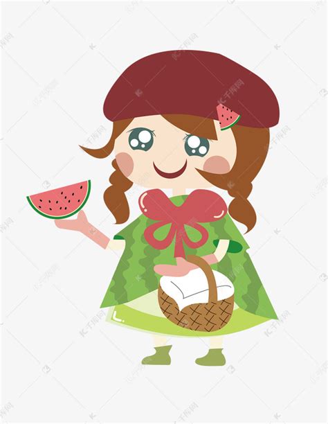 提花篮的女孩 素材图片免费下载 千库网