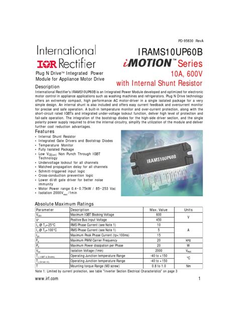 Pdf Irams10up60b Irf Pdf Electrical Engineering Electric Power