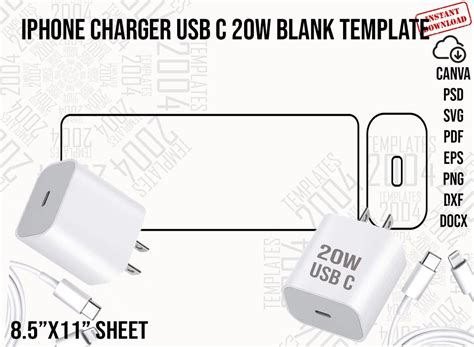 Iphone Usb C Charger Label Template 20w Digital Download Etsy