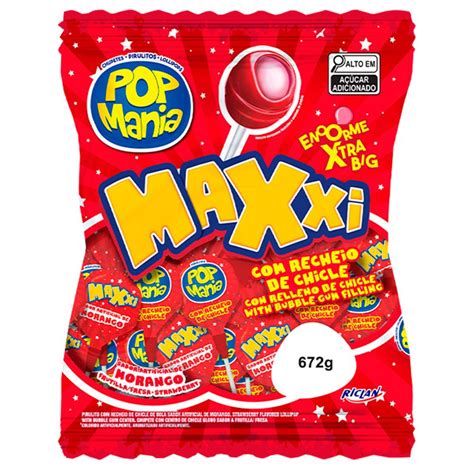 Pirulito Pop Mania Maxxi Morango C 24 Riclan Supernova