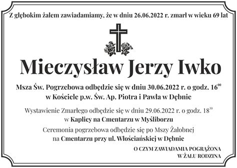Informacja o pogrzebie druha Mieczysława Iwko Komenda Wojewódzka