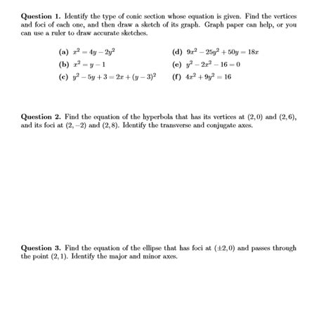 identify the type of conic section whose equation is