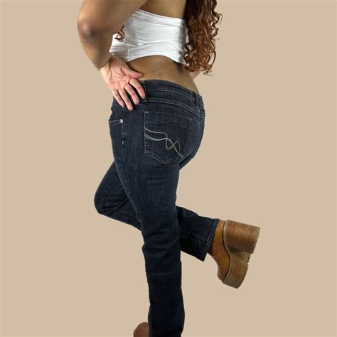 Vintage Y2k Low Rise Bootcut Dark Wash Jeans With Depop