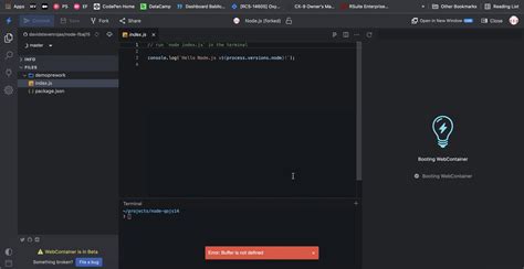 Error Buffer Is Not Defined · Issue 431 · Stackblitzwebcontainer Core · Github