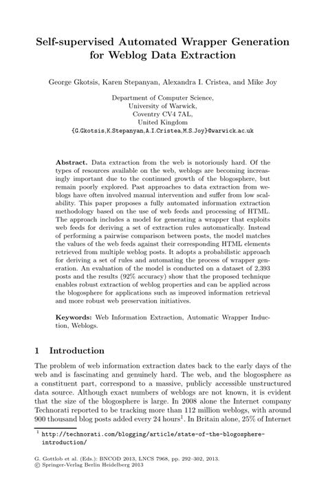Pdf Self Supervised Automated Wrapper Generation For Weblog Data
