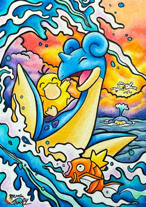 Lapras And Water Pokemon Friends Drawing By Theartsypuffin On Deviantart