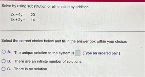 Solve By Using Substitution Or Elimination By Chegg