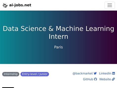 Hiring Internship Data Science And Machine Learning Intern In Paris