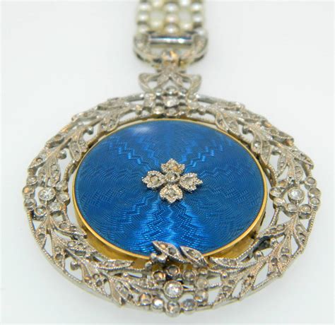 Cartier Paris Belle Epoque Enamel Natural Pearl Sapphire Diamond Locket