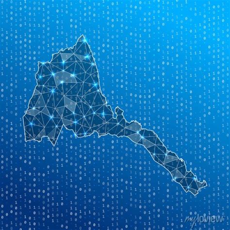 Network Map Of Eritrea Country Digital Connections Map Technology