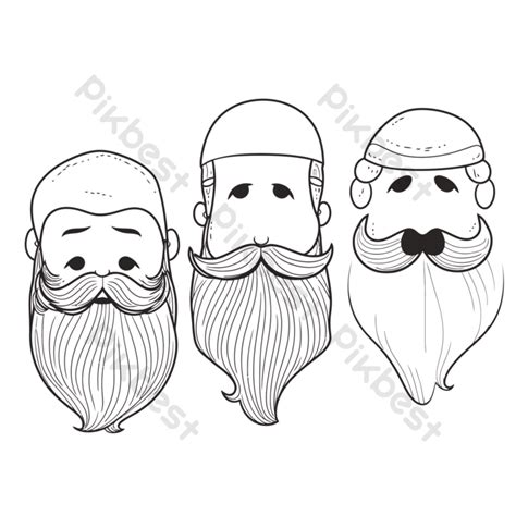 Beard Three Men Have Beards And On A White Background Outline Sketch Drawing Vector Png Images