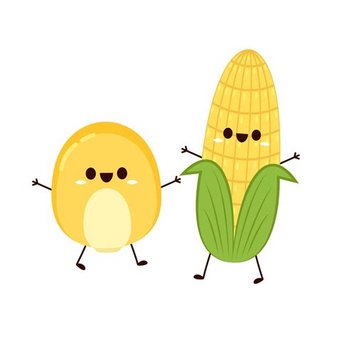 Corn Cartoon Vector Cute Vegetable Vector Character Set Isolated On